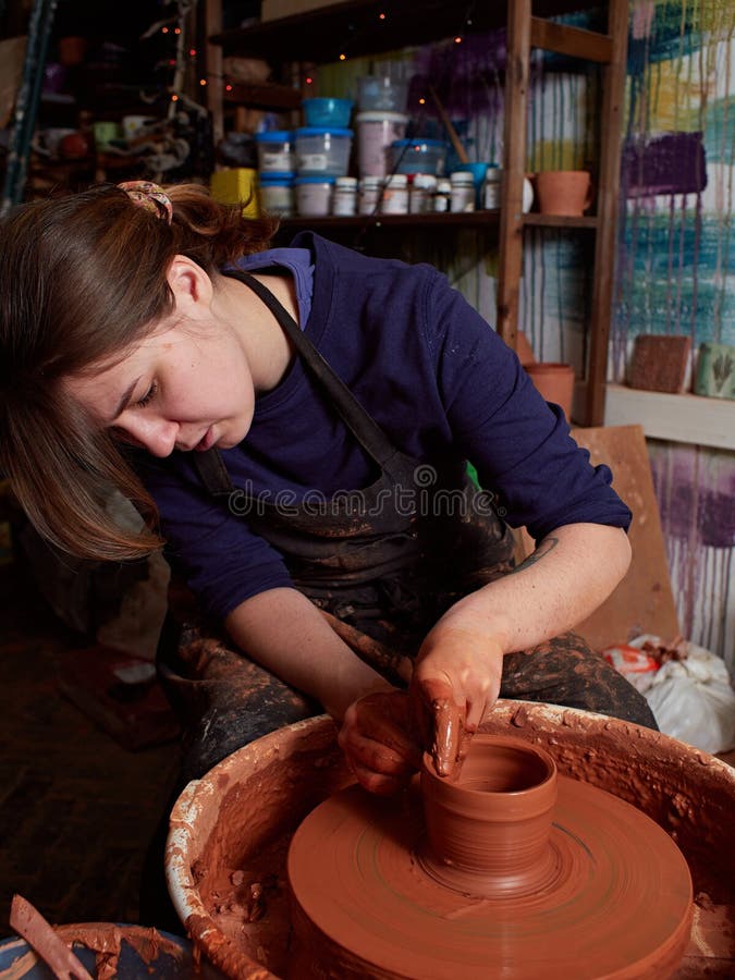 The Potter Works in the Main Workshop. Stock Image - Image of handmade ...