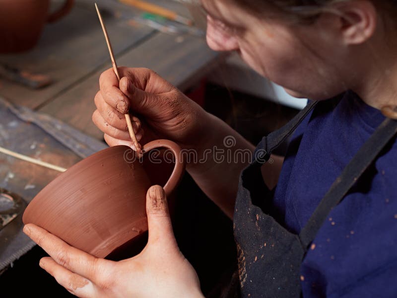 The Potter Works in the Main Workshop. Stock Image - Image of potter ...