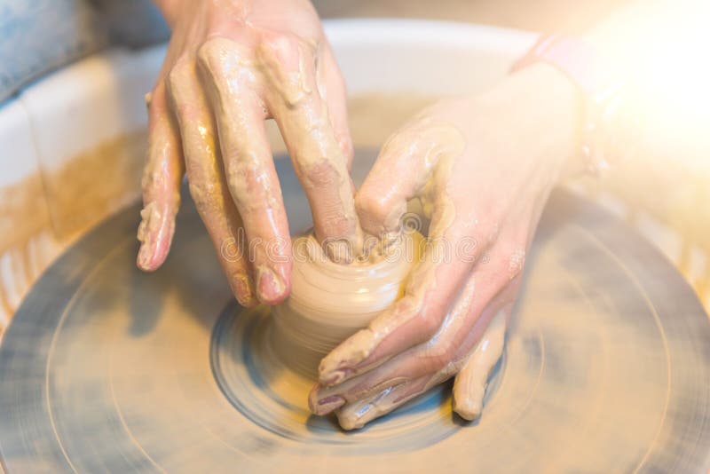 Pottering - Creating a Clay Cup in Process Stock Image - Image of craft ...