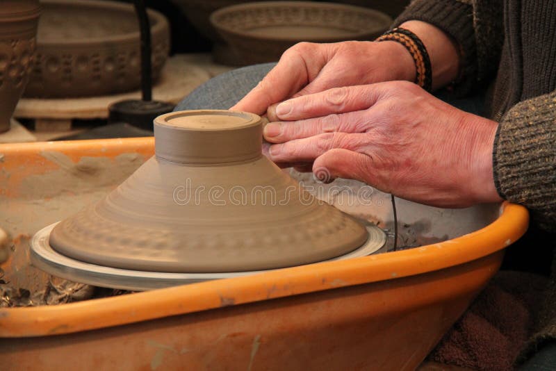 Clay Pot on a Potters Wheel. Stock Photo - Image of earthenware ...