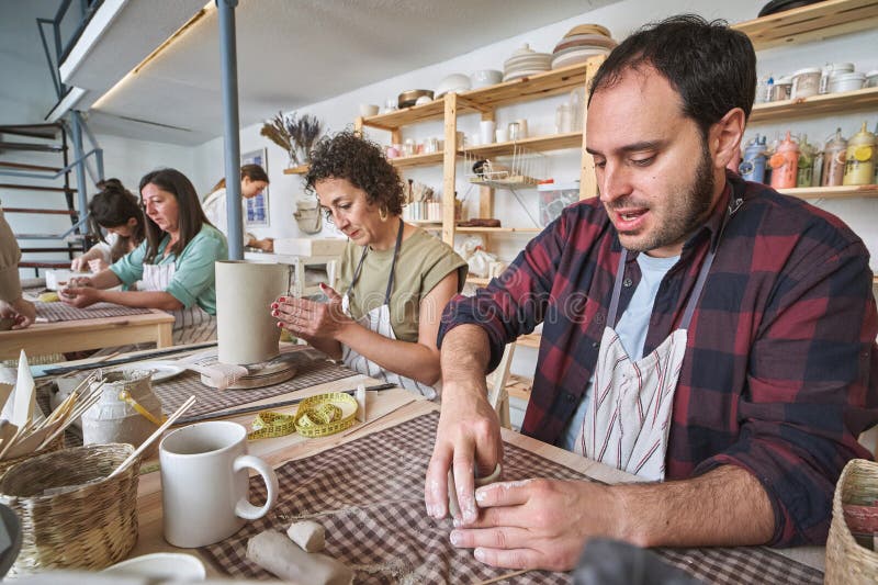Potters at Work in a Ceramics Studio Stock Image - Image of kiln ...