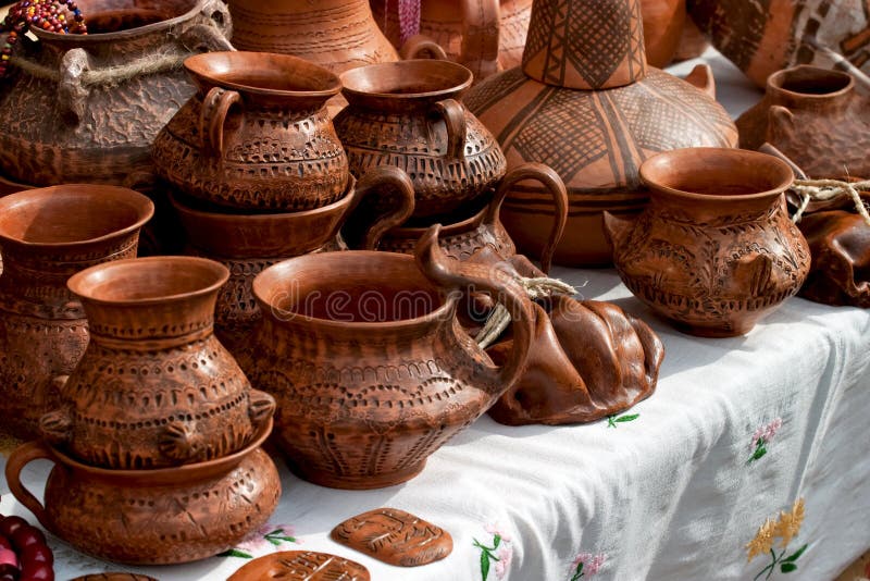 Variety of pottery stock image. Image of rare, brown - 13684223