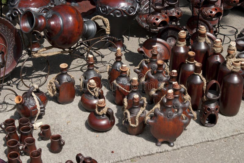 Handmade Pottery Urns and Pots with Different Painting Stiles Stock ...