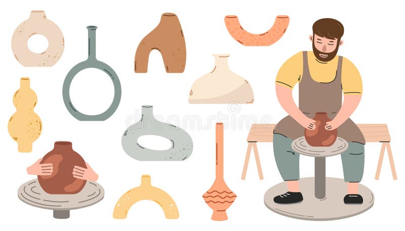 Pottery Big Vector Set, Collection Ceramic Vases Stock Vector ...