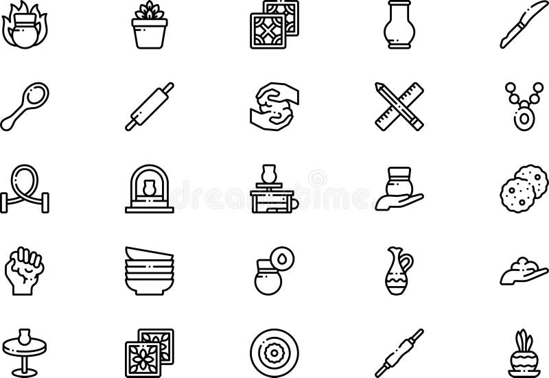 Pottery and Ceramics Icons Collection is a Vector Illustration with ...
