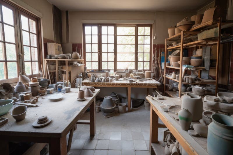 Pottery and Ceramics Studio with Various Tools, Including Hand Tools ...