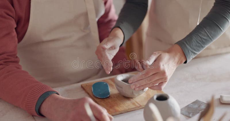 Pottery Class, Workshop and Art Learning of a Teacher and Student ...