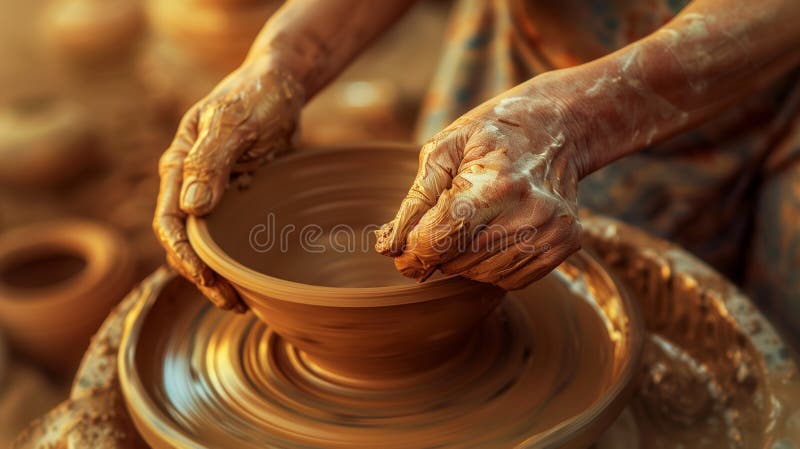 Pottery Clay Potter Hands Making Pot Concept Stock Illustration ...
