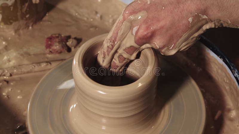 Pottery Crafting - Hands Forms Clay in the a Small Pot Shape Stock ...