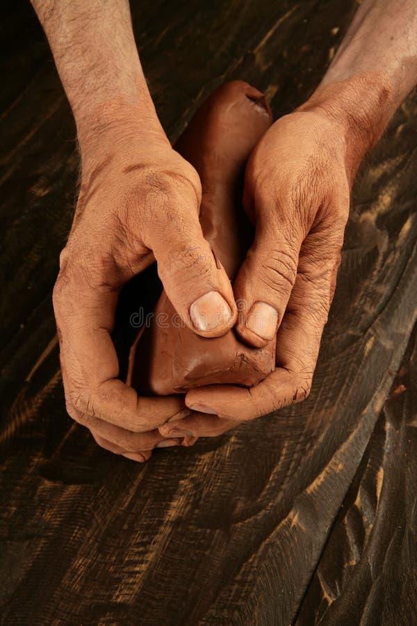 Pottery Craftmanship Potter Hands Work Clay Stock Image - Image of ...