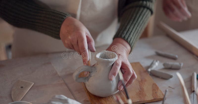 Pottery, Creative Class and Teacher Help Students with Clay Mold, Hobby ...