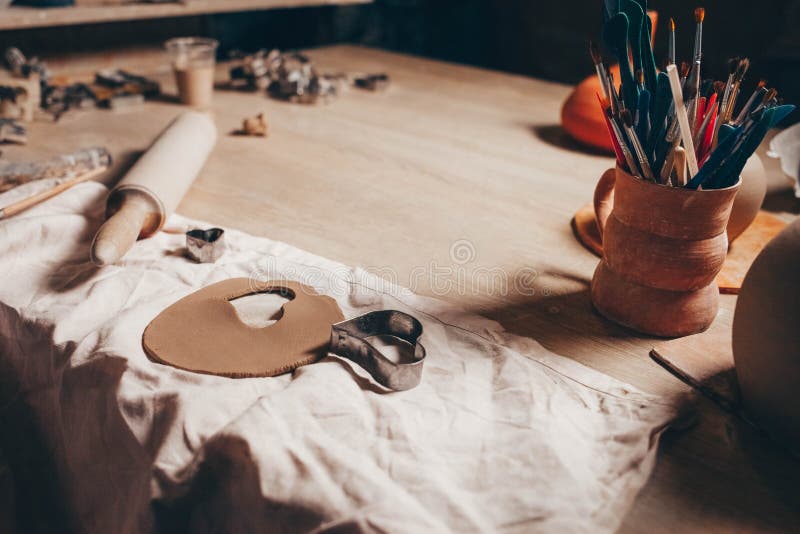 Pottery Creative Mess on the Table Stock Photo - Image of creative ...