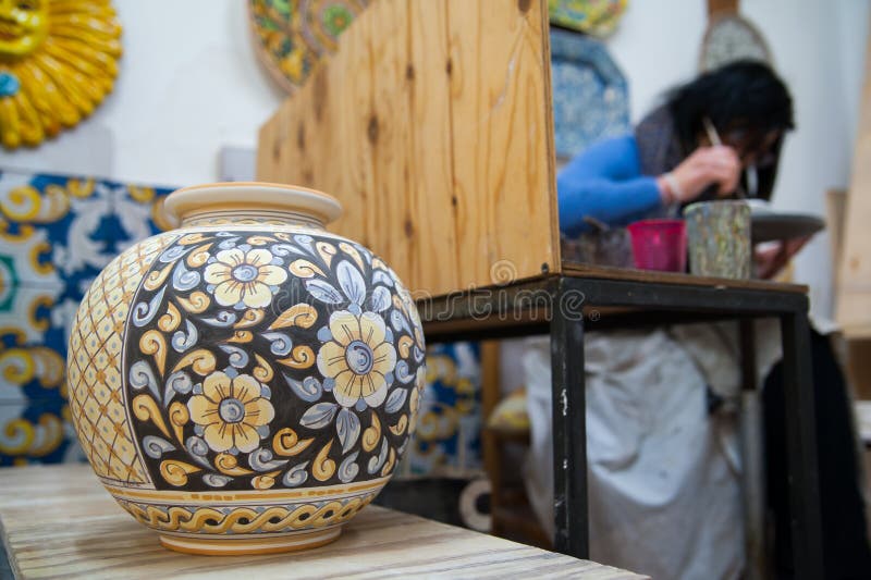 Pottery decorating stock image. Image of finish, color - 51489269