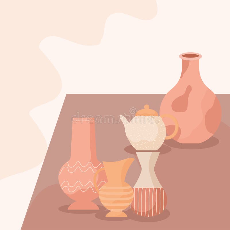 Pottery jars poster stock vector. Illustration of vase - 233975050