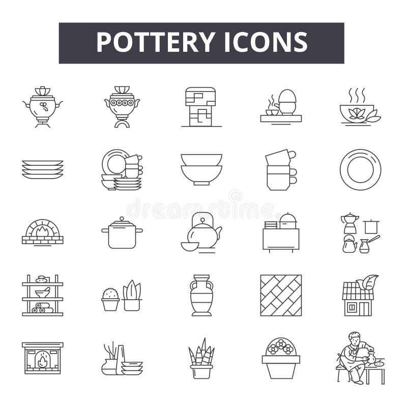 Pottery Line Icons, Signs, Vector Set, Outline Illustration Concept ...