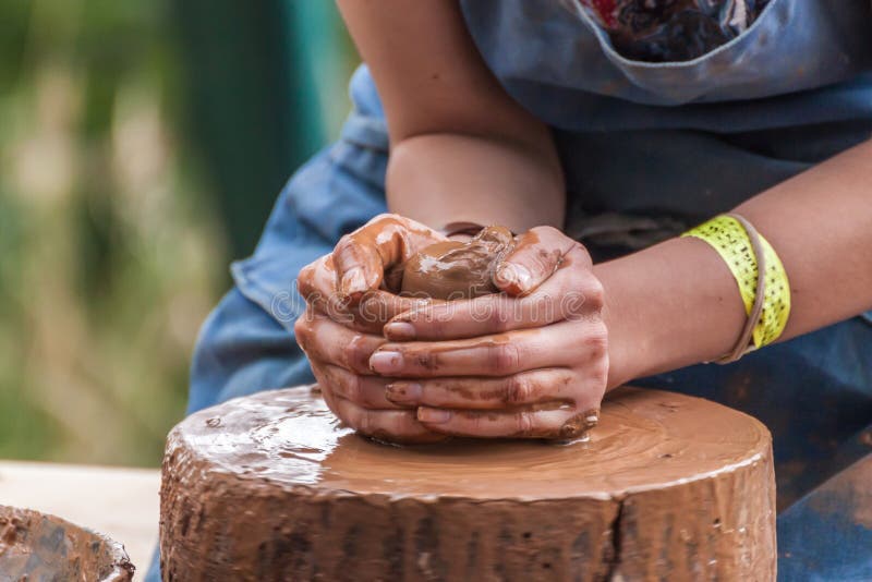 Pottery making stock photo. Image of woman, turning, hobbies - 56732006
