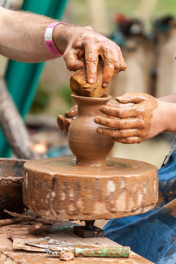 Pottery making stock photo. Image of pottery, wheel, fingers - 56732532