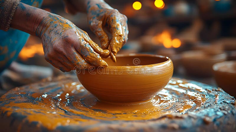 Pottery Making Hands Clay Wheel Realistic Image Stock Image - Image of online, realistic: 337802385