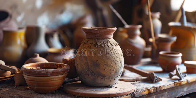 Pottery Making Studio stock photo. Image of tools, ceramic - 371765238