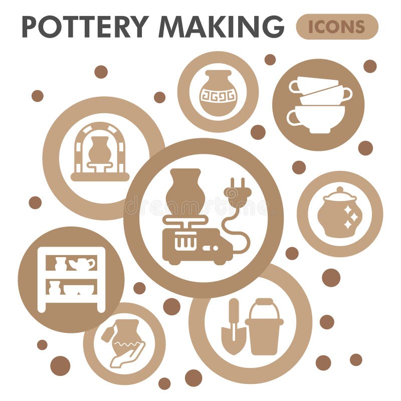 Pottery Making Symbols Collection or Sketches, Pottery Crafts Theme ...
