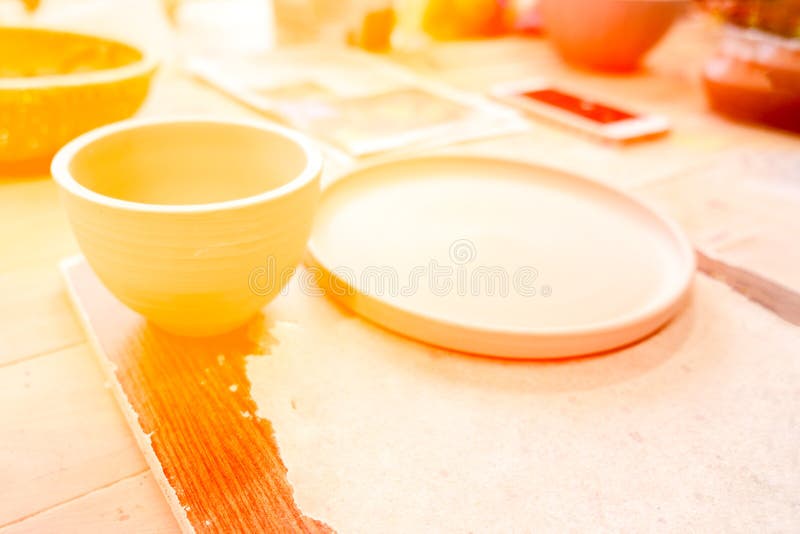 Pottery and Pottery Making Tools Stock Photo - Image of hobby, earthen ...