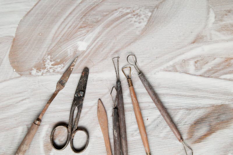 Pottery making tools stock image. Image of tool, used - 81469443