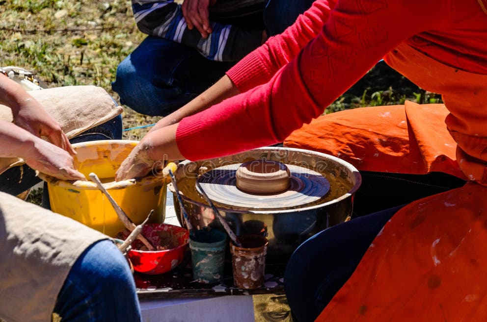 Pottery Master Class on Street Fair Stock Photo - Image of ceramic ...