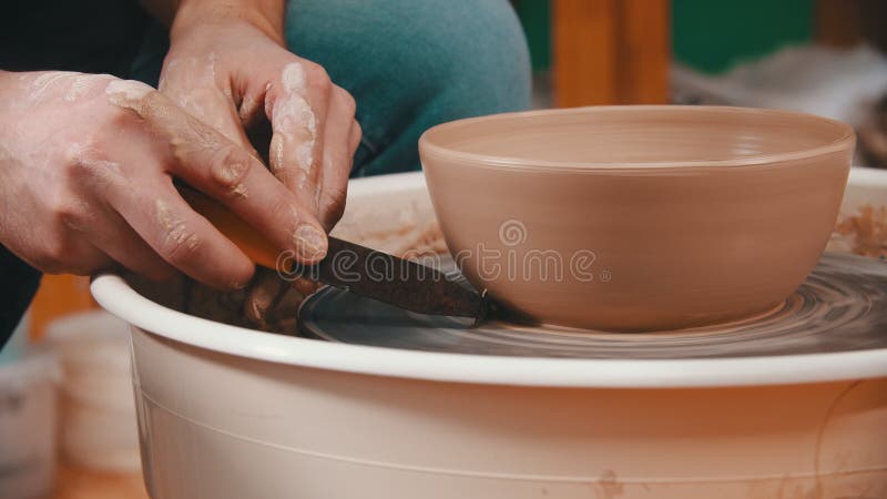 Pottery - the Master is Helping Himself with a Special Modelling Tool ...