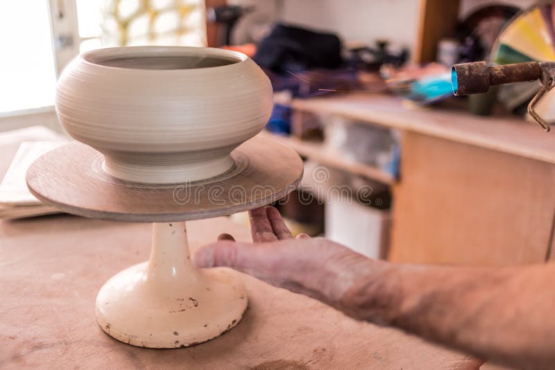 Pottery stock photo. Image of potter, blow, spin, hands - 39703742