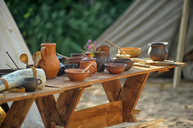 Pottery on the table stock photo. Image of craft, natural - 32441150