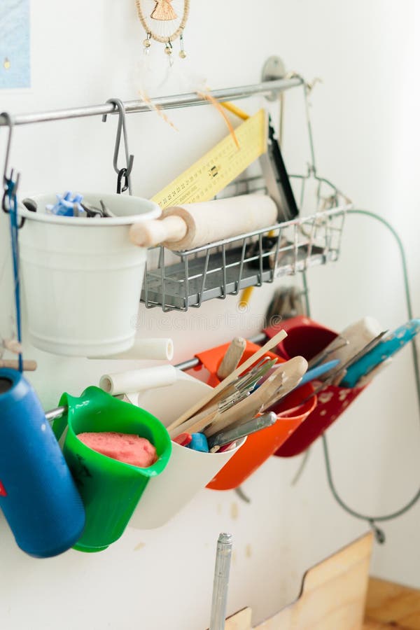 Pottery Tools for Carving Ceramic Products in the Studio Stock Photo ...