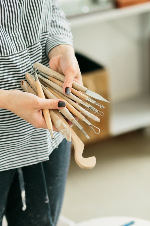 Pottery Tools for Carving Ceramic Products in the Studio Stock Image ...