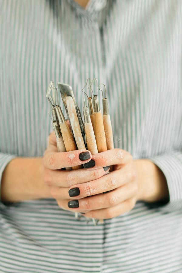 Pottery Tools for Carving Ceramic Products in the Studio Stock Photo ...