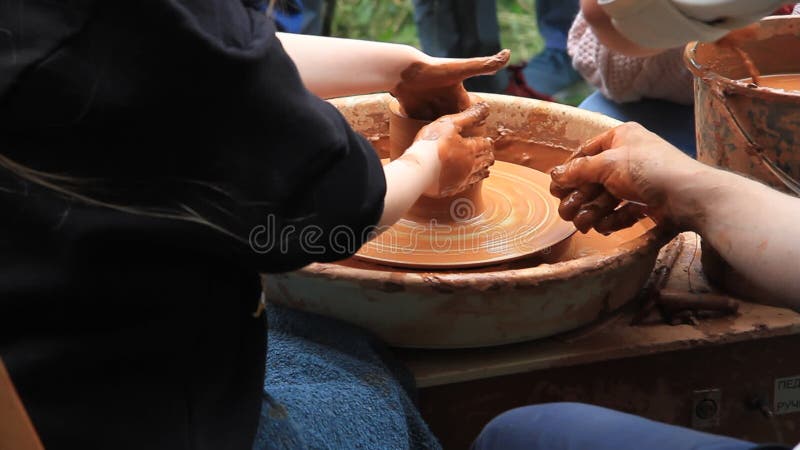 Pottery Training. Making a Clay Pot on a Potter S Wheel. Manufacturing ...