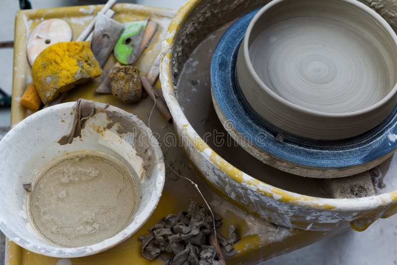 Pottery Wheel with Ceramics Tools for Making Art and Craft Objects from ...