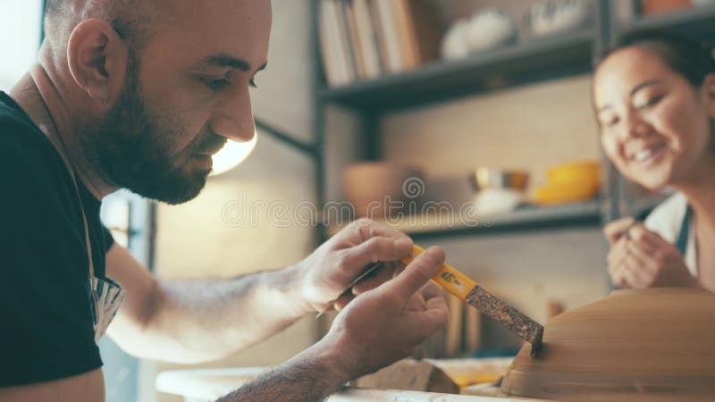 Pottery Wheel, Tools and People Craft Clay, Design Sculpture or ...