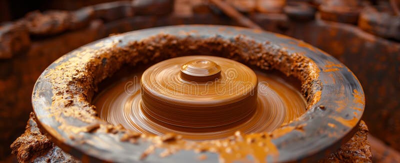 Pottery Wheel with Wet Clay Spinning Stock Image - Image of wheel ...
