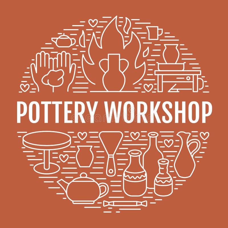 Pottery Workshop, Ceramics Classes Banner Illustration. Stock Vector ...