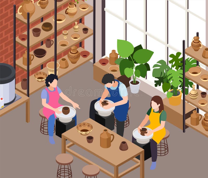 Pottery Workshop Isometric Composition Stock Vector - Illustration of ...