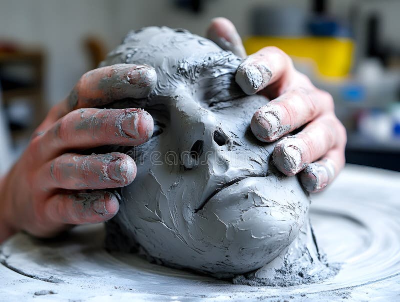 "Pottery Workshop: Sculpting with Wet Clay" Stock Illustration ...