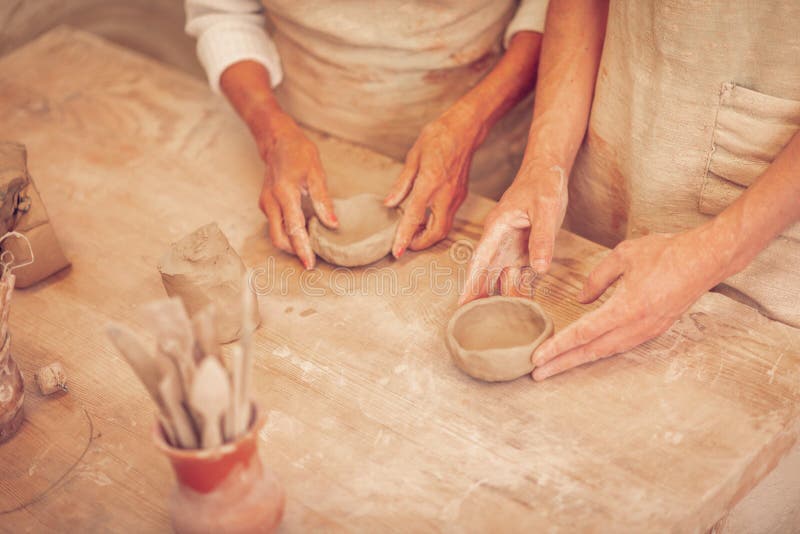 Top View of Clay Bowls on the Table Stock Photo - Image of talented ...