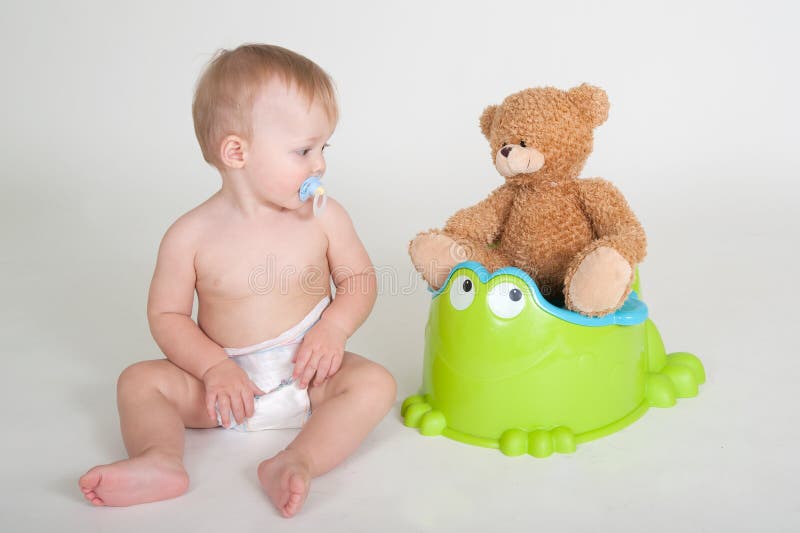 Potty time stock image. Image of baby, isolated, white - 13386183