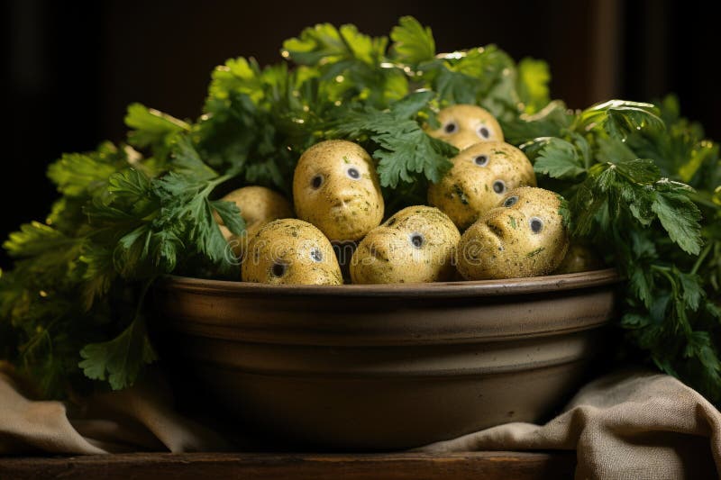 Pouê of Potatoes in a Bowl with Brai Stock Illustration - Illustration ...