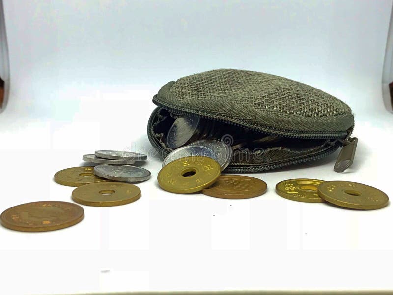 The Pouch of Coin and the Scattered Japanese Coin Stock Image - Image ...