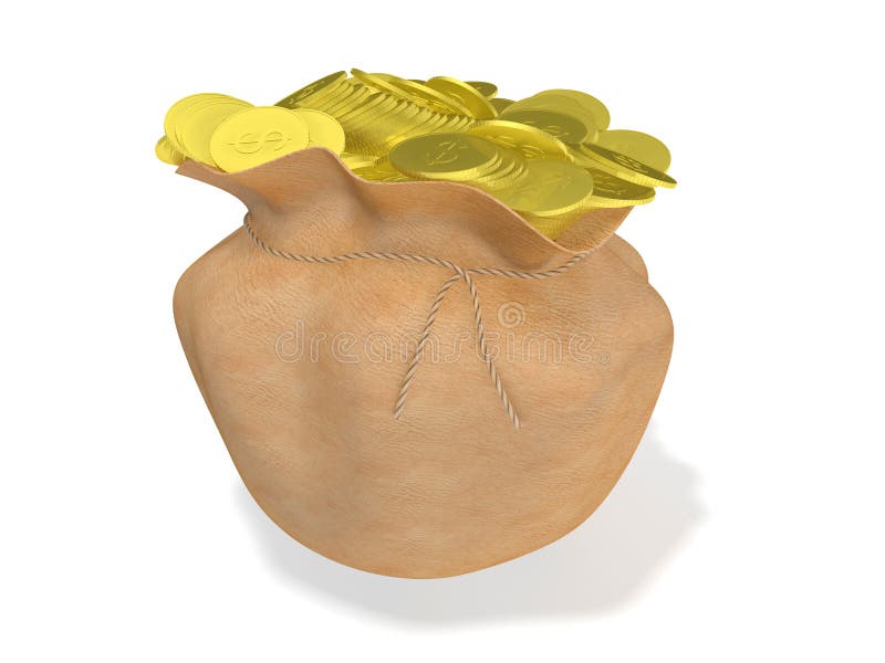 A Pouch with Gold Coins Symbolizes Wealth Vector Color Drawing or ...