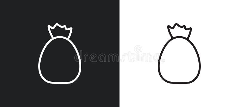 Pouch Outline Icon in White and Black Colors. Pouch Flat Vector Icon ...