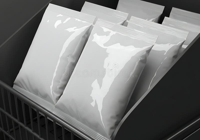 Pouch Packaging Mockups Inside Display Stand, Ready for Branding ...