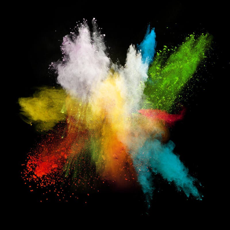 Poudre colorée lancée photo stock. Image du blanc, fumée - 32491672