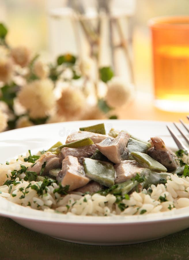 Poulet avec du riz image stock. Image du bouilli, cuisine - 21860069