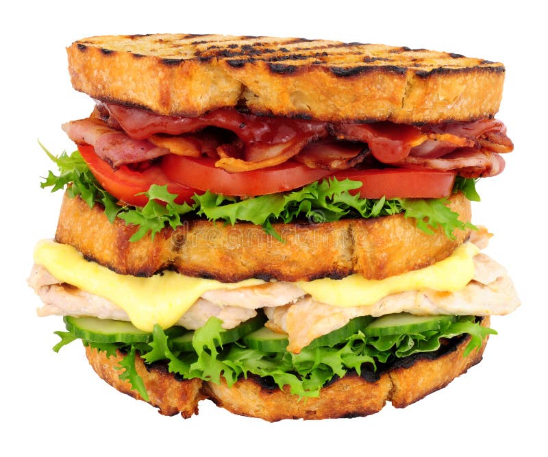 Poulet Et Lard Double Decker Sandwich Image stock - Image du pont ...